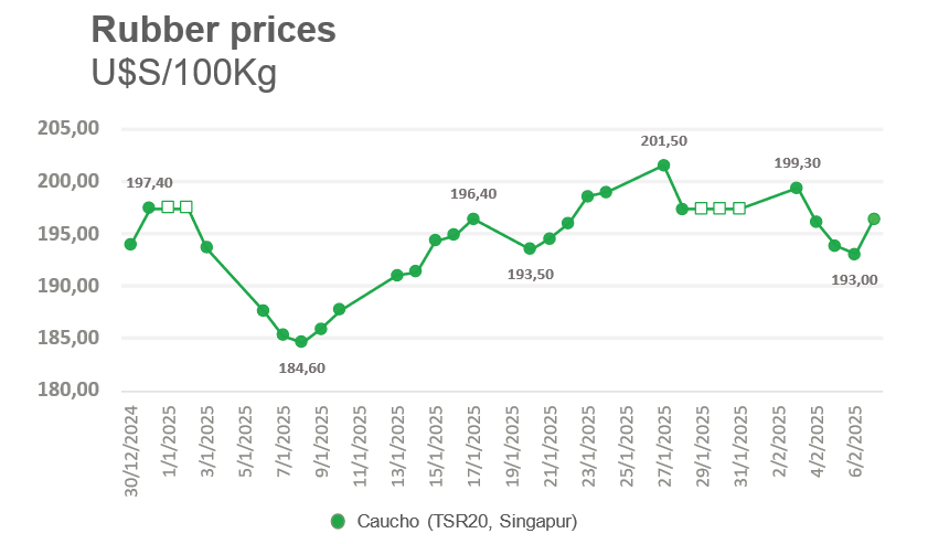 Rubber prices without a clear trend